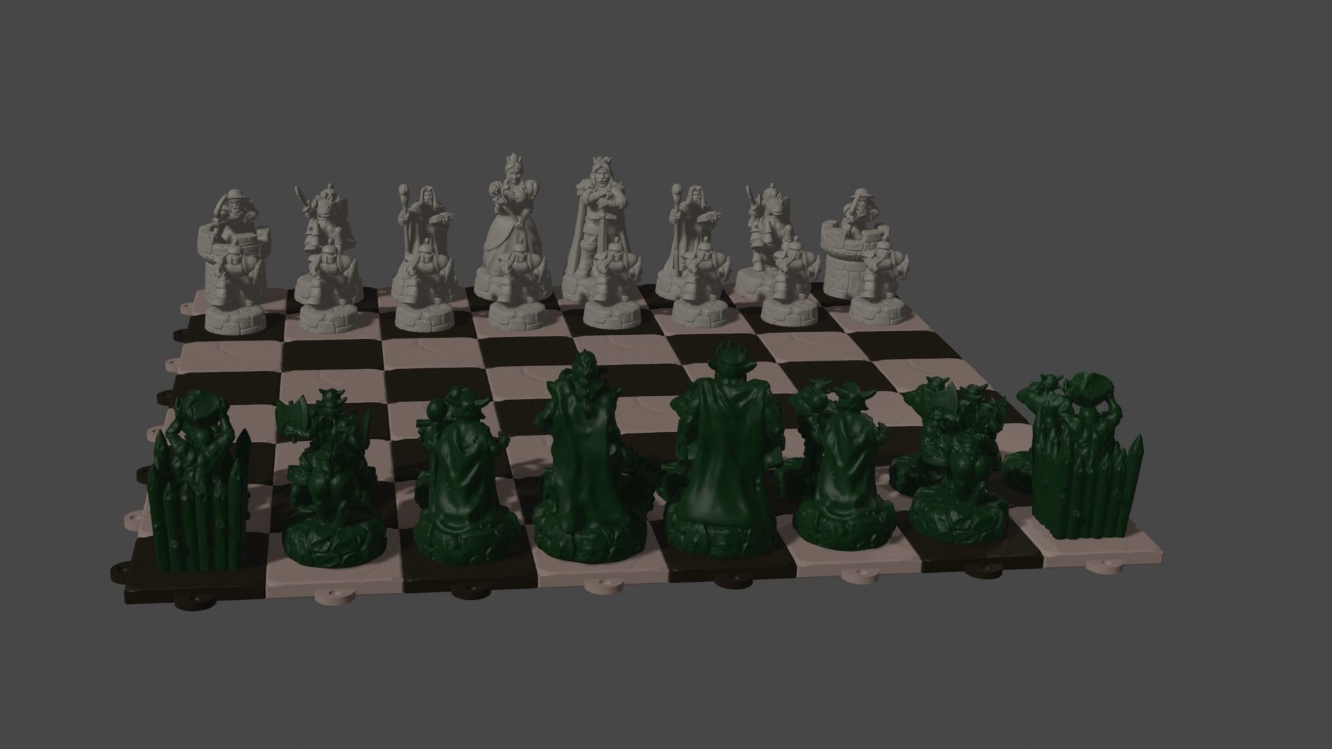 fantasy army chess set Human vs orc 3D model 3D printable | CGTrader