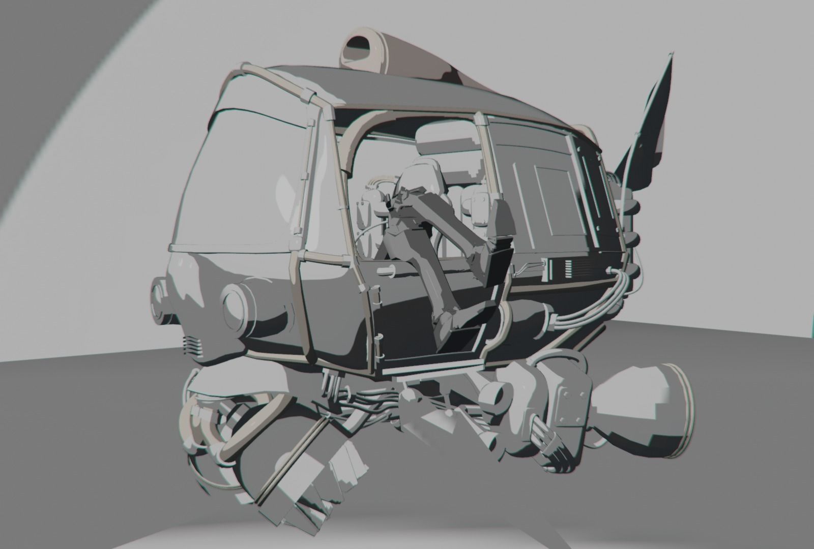 AUTO RICKSHAW Bajaj Tuk-tuk Cyberpunk Taxi 3D model animated rigged ...