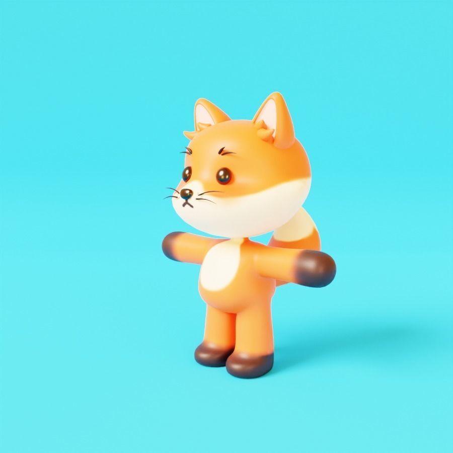 Cute Cartoon Fox 3D model | CGTrader