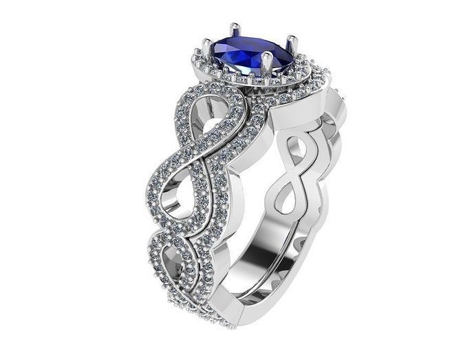 Blue stone diamond ring with band 2464 3D print model 3D model 3D ...