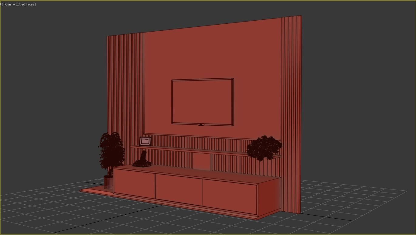 Painel em laca tv 3ds max 2022 and vray 5 3D model | CGTrader