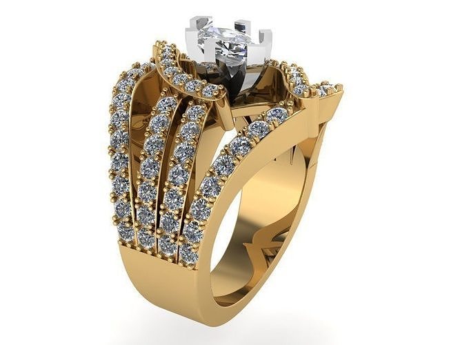 Nobby 4-Row diamond ring 2482 3D print model 3D model 3D printable ...