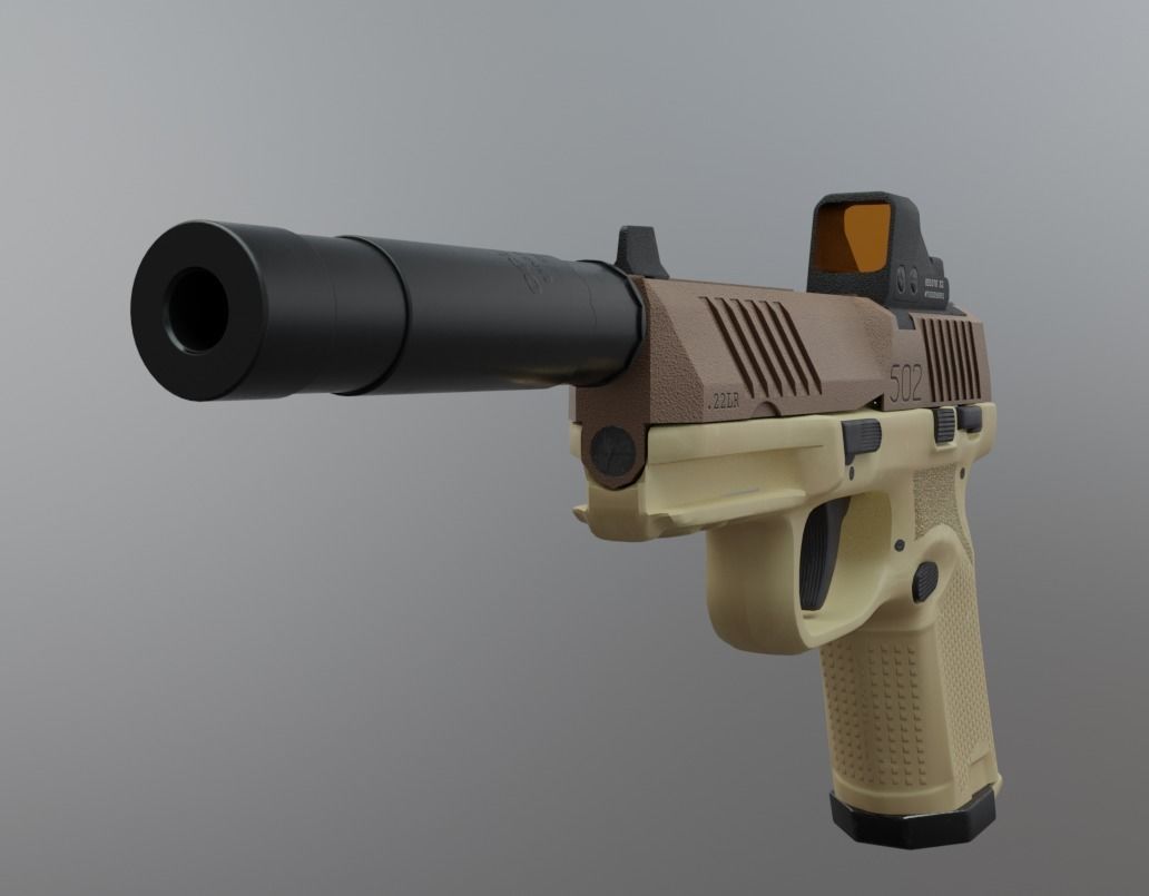 3D model Umarex fn 502 with silencer VR / AR / low-poly | CGTrader