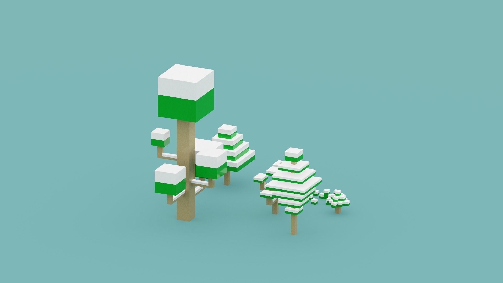 3D model Isometric 3d Snow Tree Set VR / AR / low-poly | CGTrader