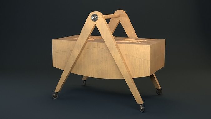 3D model Mid-Century Marquetry Sewing Table VR / AR / low-poly | CGTrader