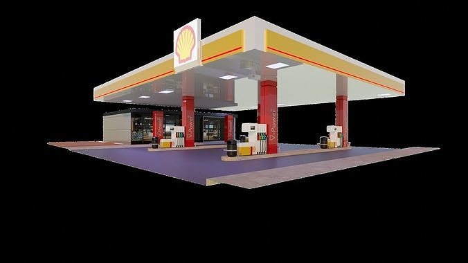 Shell Gas Station 3D model | CGTrader