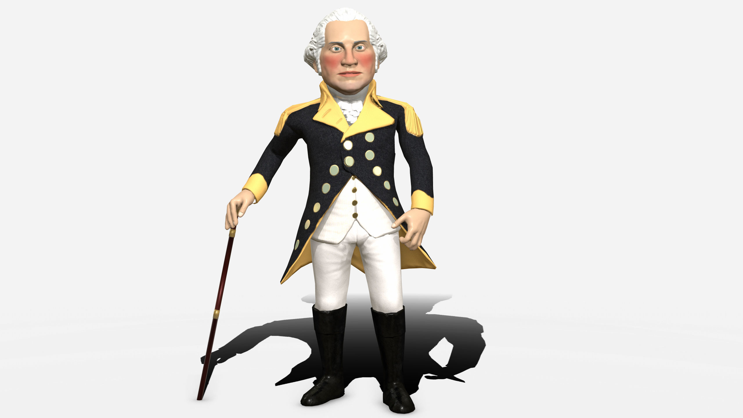 3D model George Washington caricature rigged humanoid low poly VR / AR ...