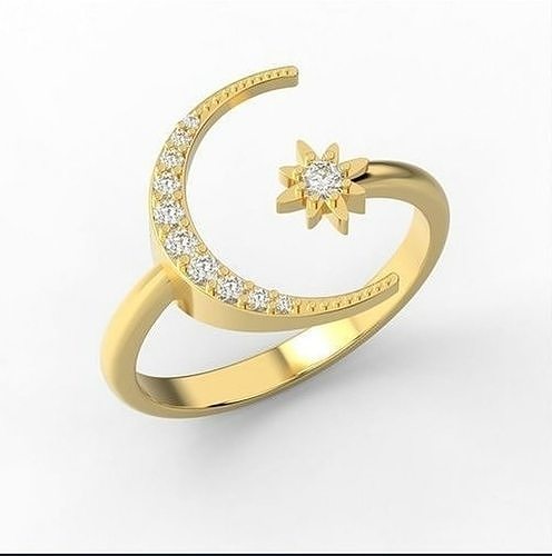 Moon and Star Ring 210843 R 3D model 3D printable | CGTrader