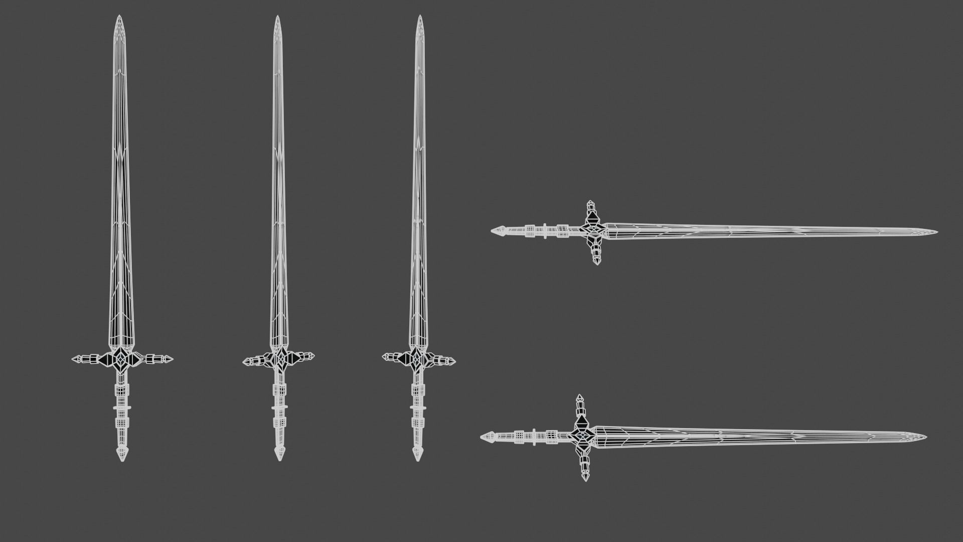 3D model Simple medieval dark metal sword 8 k textures lowpoly VR / AR ...