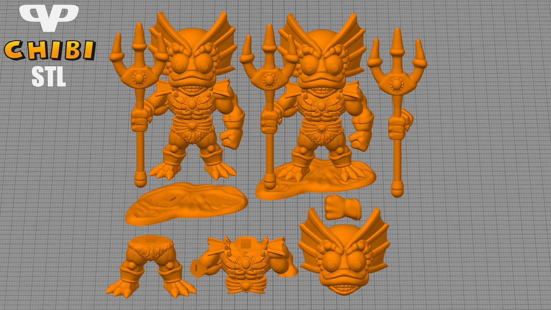 MOTU Mer-Man Chibi STL for 3D Printing ChibiSTL 3DXM 3D model 3D ...