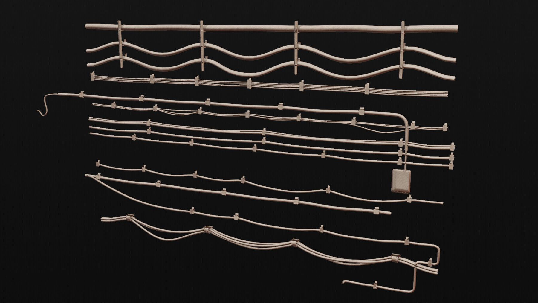 Tileable Cables Model Set 3D model | CGTrader