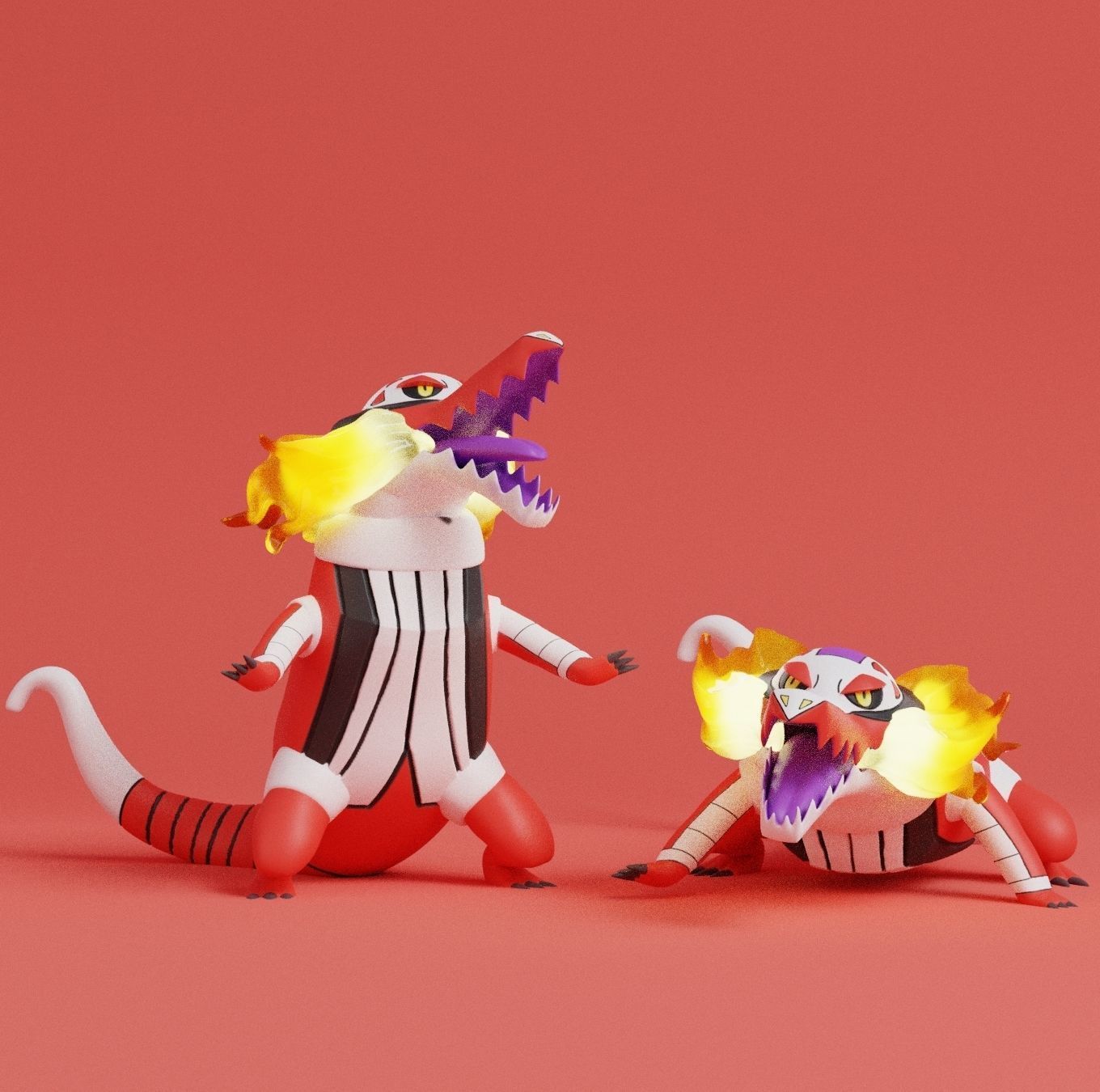Pokemon - Fuecoco Crocalor and Skeledirge with 2 poses 3D model 3D ...