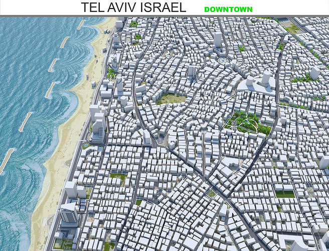 3D model Tel Aviv Downtown Israel VR / AR / low-poly | CGTrader