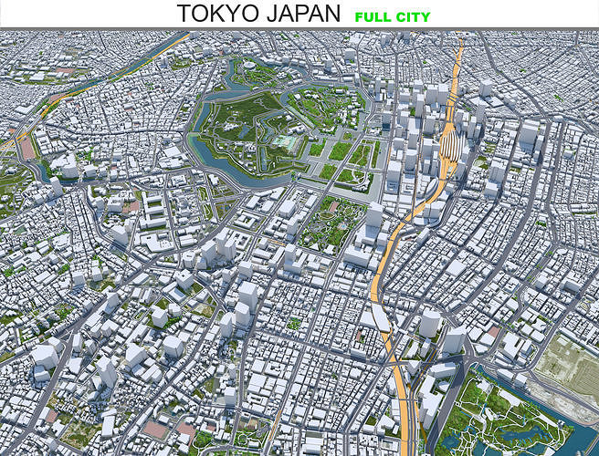 3D model Tokyo City Japan 40km VR / AR / low-poly | CGTrader
