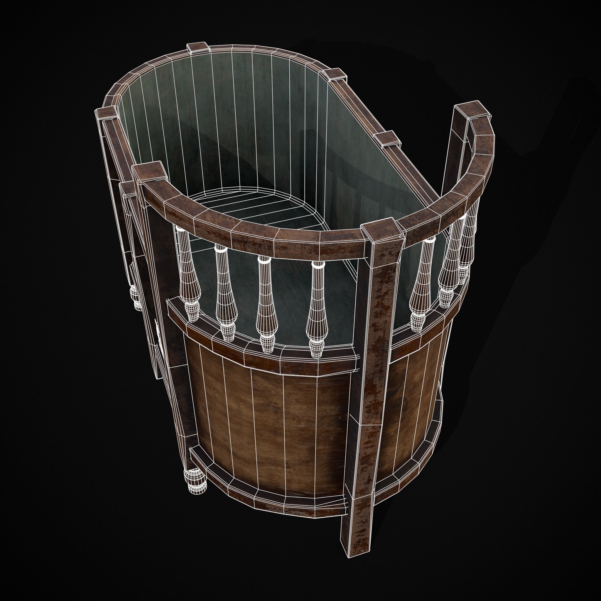 3D model Rustic Medieval Wood Bathtub VR / AR / low-poly | CGTrader