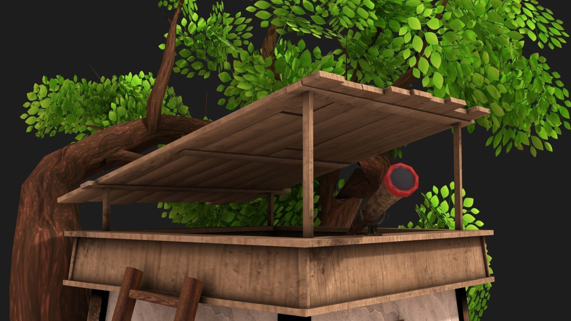 3D model Hut and Tree VR / AR / low-poly | CGTrader