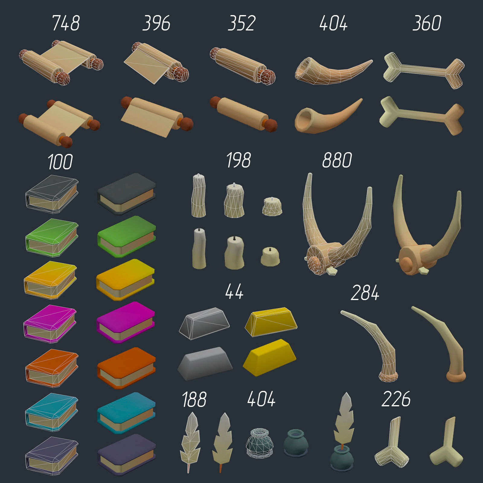 3D model Stylized set of items VR / AR / low-poly | CGTrader