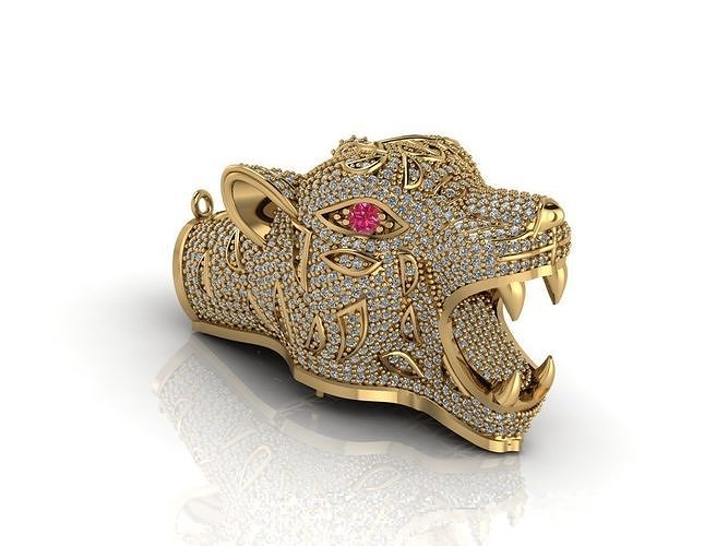 Panther Head High Quality Diamond Stone Animal Pendant 3DM - STL 3D ...