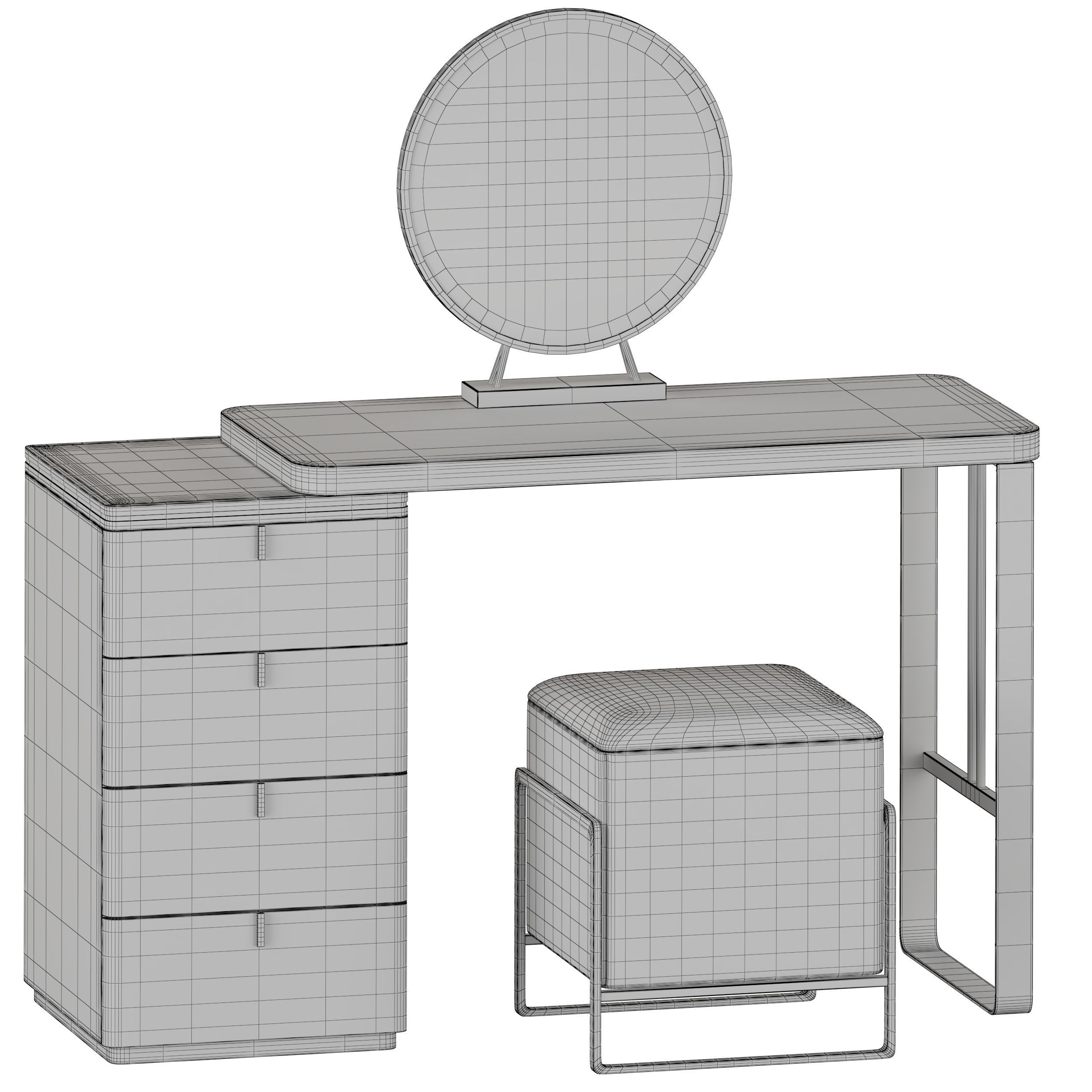 Modern Makeup Vanity Dressing Table Set with 4 Drawer 3D model | CGTrader