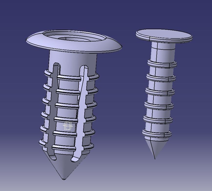 Push Retainer Blind Rivet Flat Head Version 3D model 3D printable ...