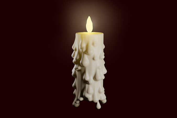 White wax candle 3D model | CGTrader