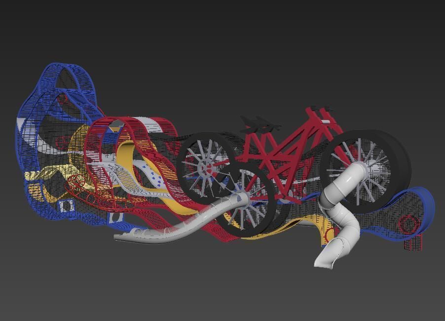 Bicycle wall holla climbing series children vertical playground 3D ...