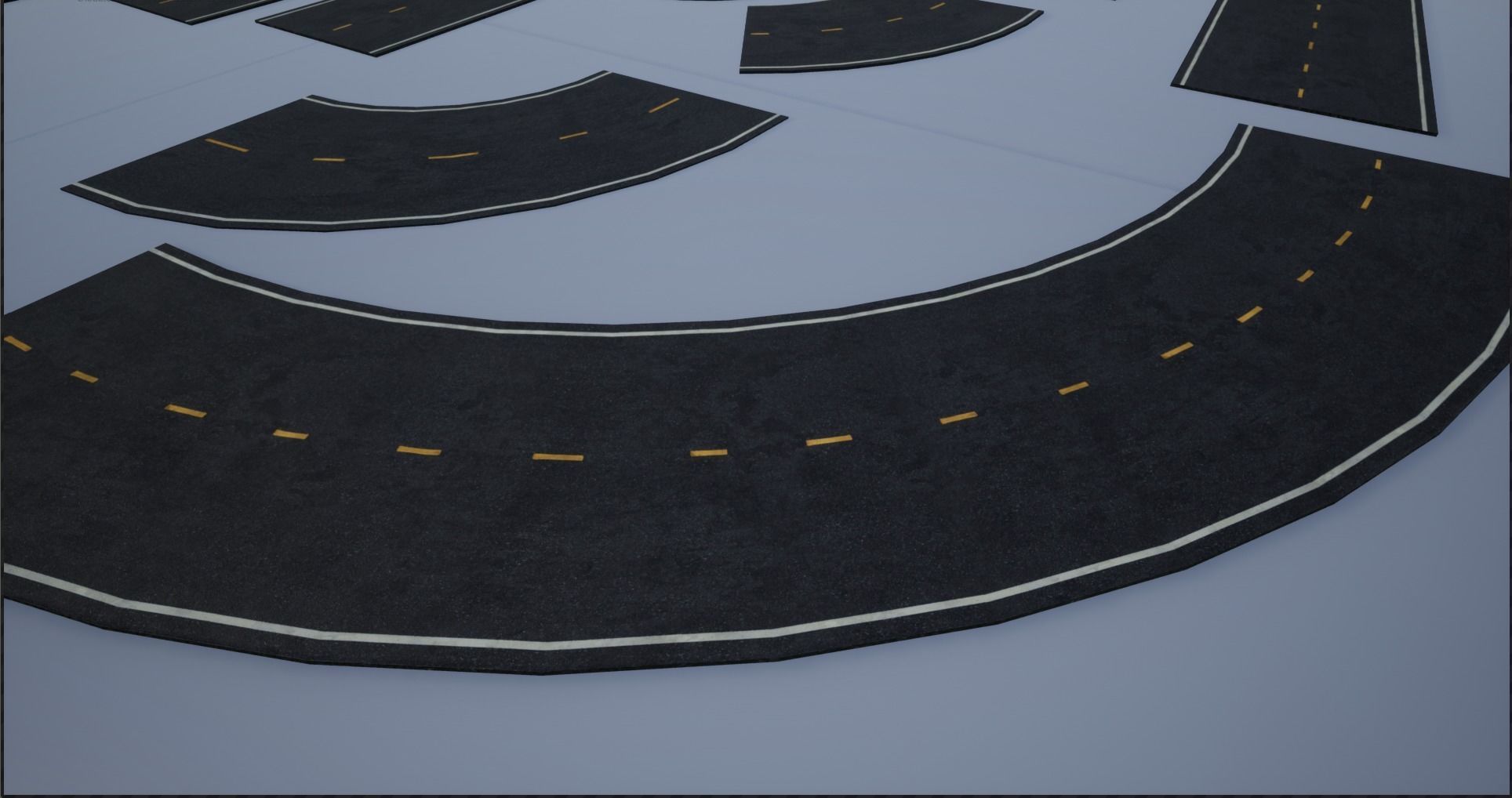 3D model Modular Destroyed-Fine American Striped Roads 2K VR / AR / low ...
