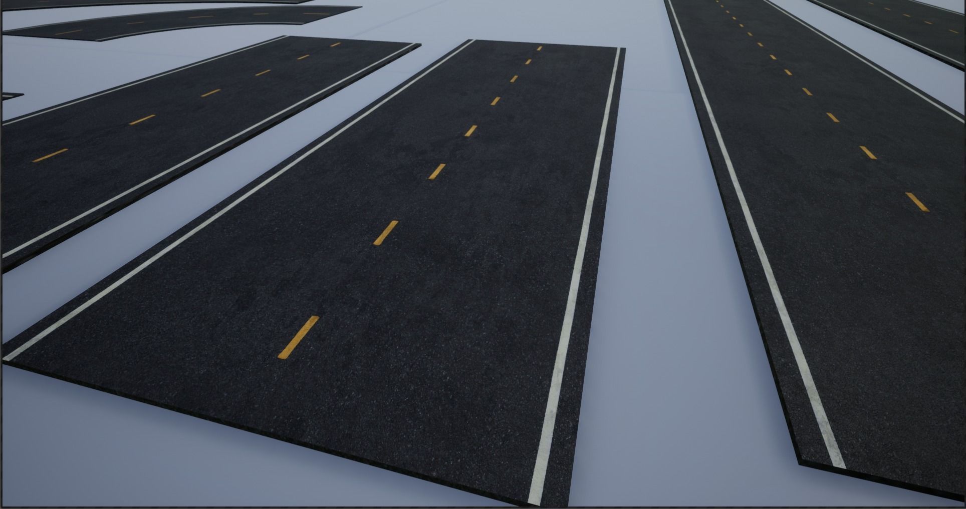 3D model Modular Destroyed-Fine American Striped Roads 2K VR / AR / low ...