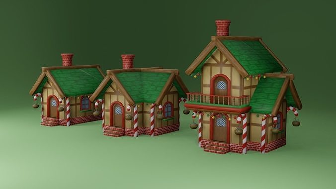 3D model Christmas House Set VR / AR / low-poly | CGTrader