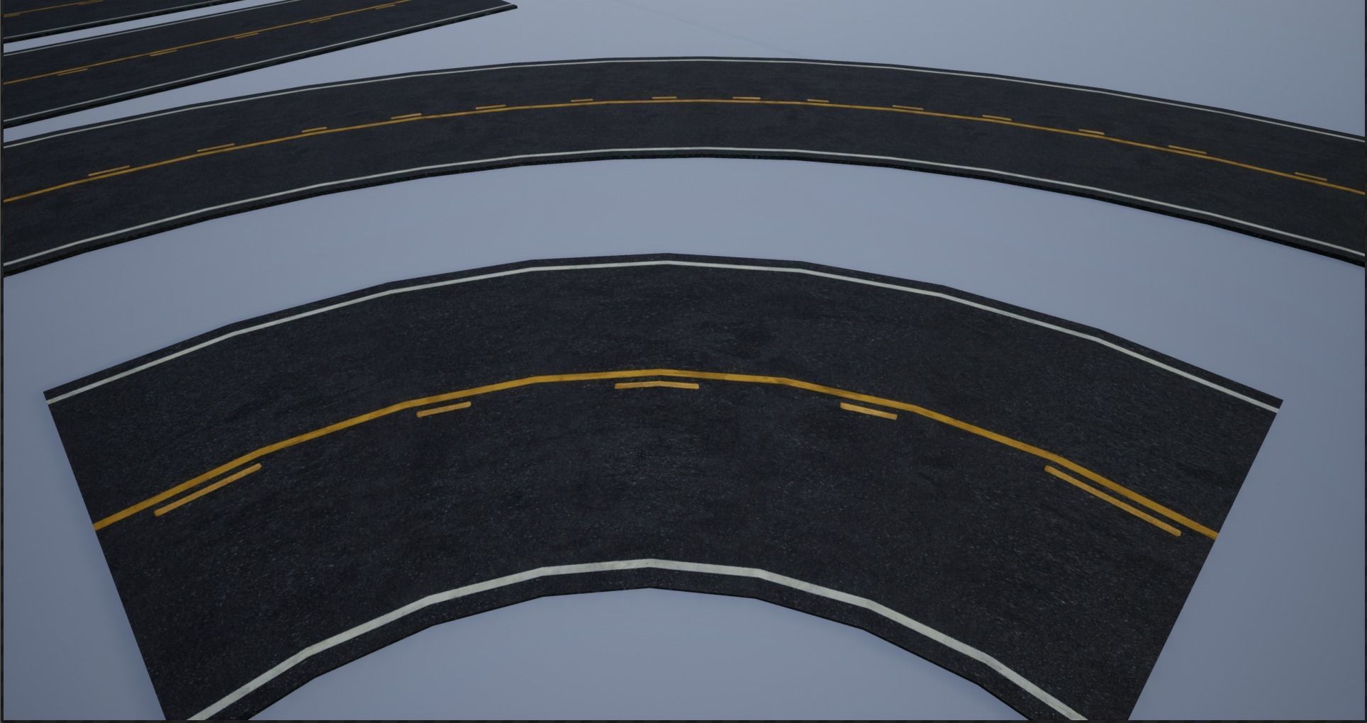 3D model Fine-Destroyed American Striped-Lined Modular Roads VR / AR / low-poly | CGTrader