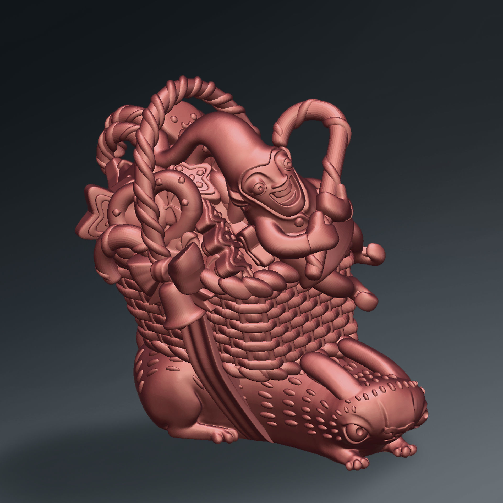 3D printed Funny Christmas elf with bunny and gifts 3D model 3D ...