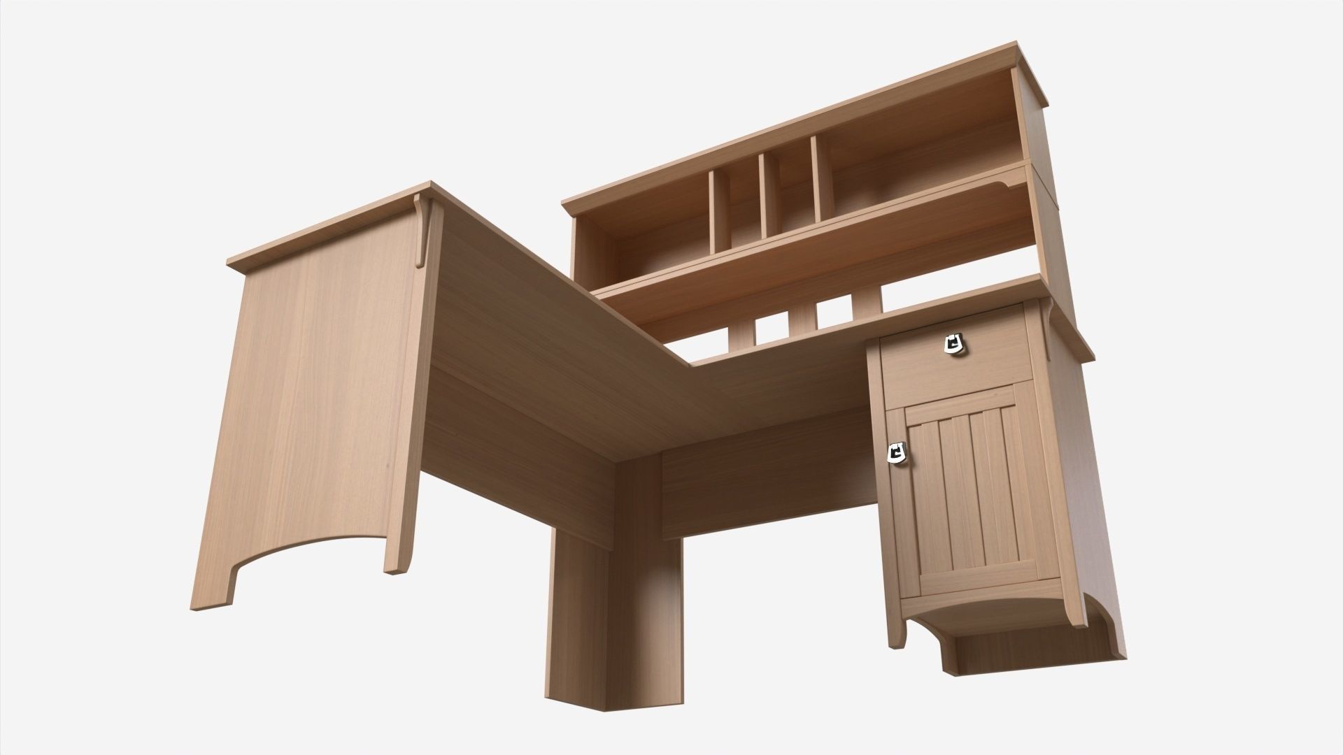 L-shape Desk with Shelf 3D model | CGTrader