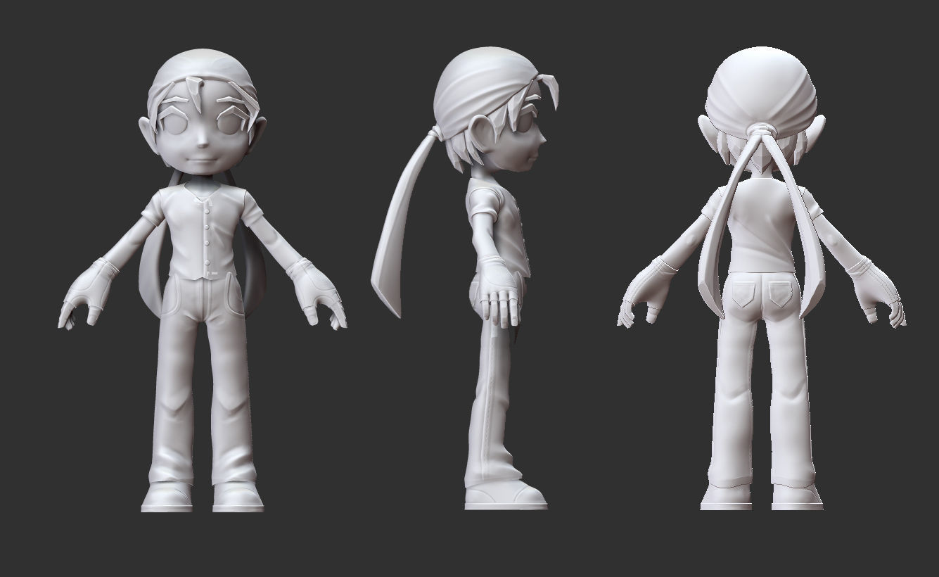 3D model stylized anime boy half chibi character - Perfect to game ...