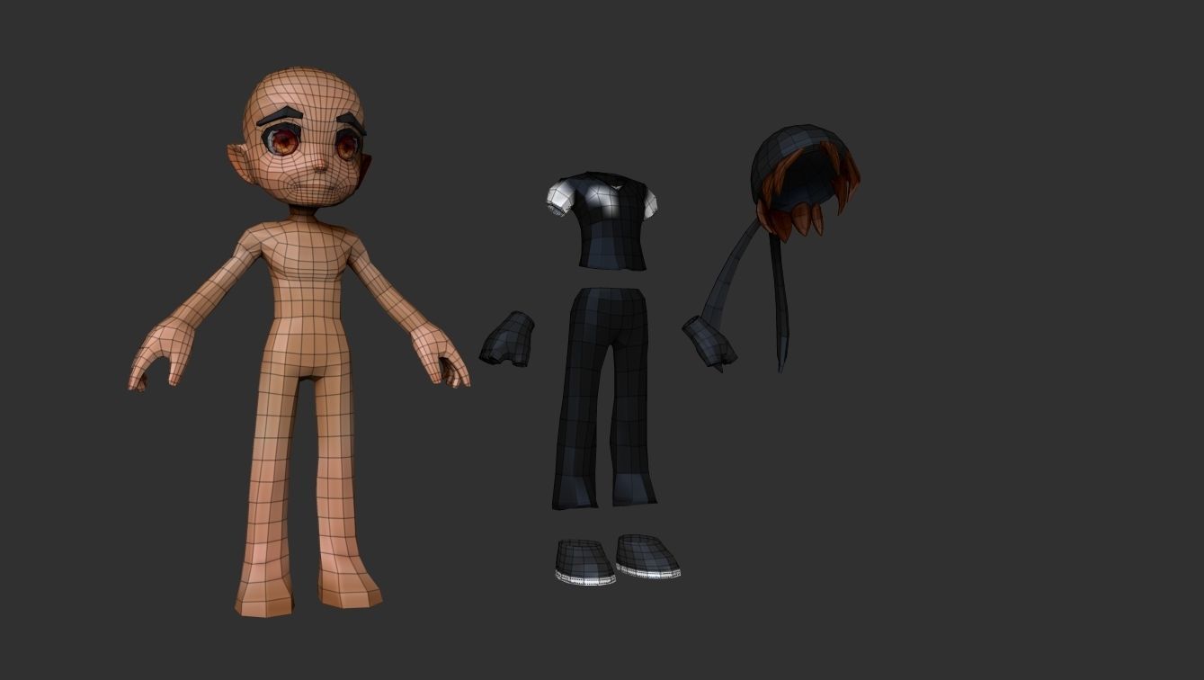 3D model stylized anime boy half chibi character - Perfect to game ...