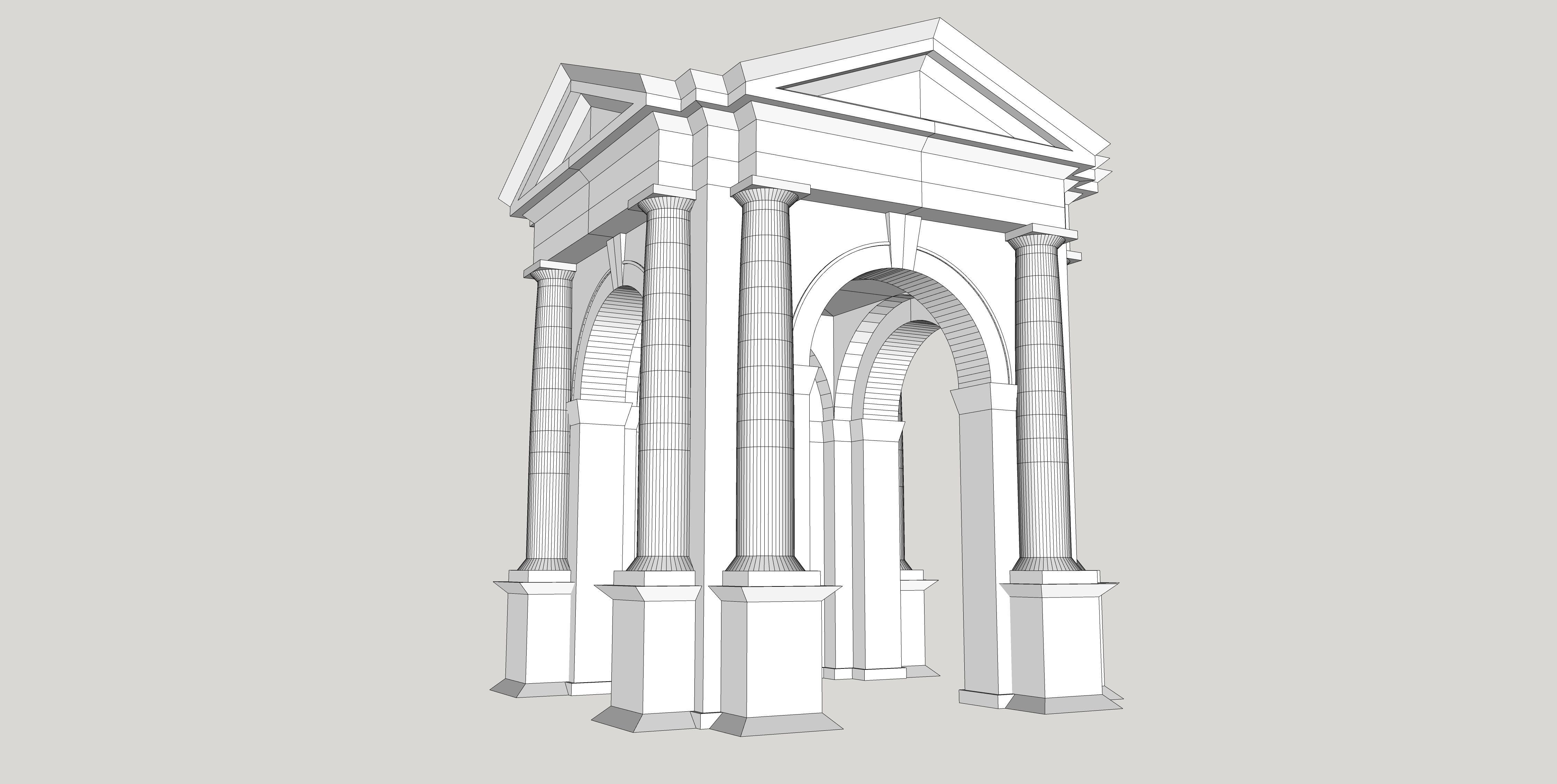Tuscan order Arched portico in the mas with 34 column a pedestal 3D ...
