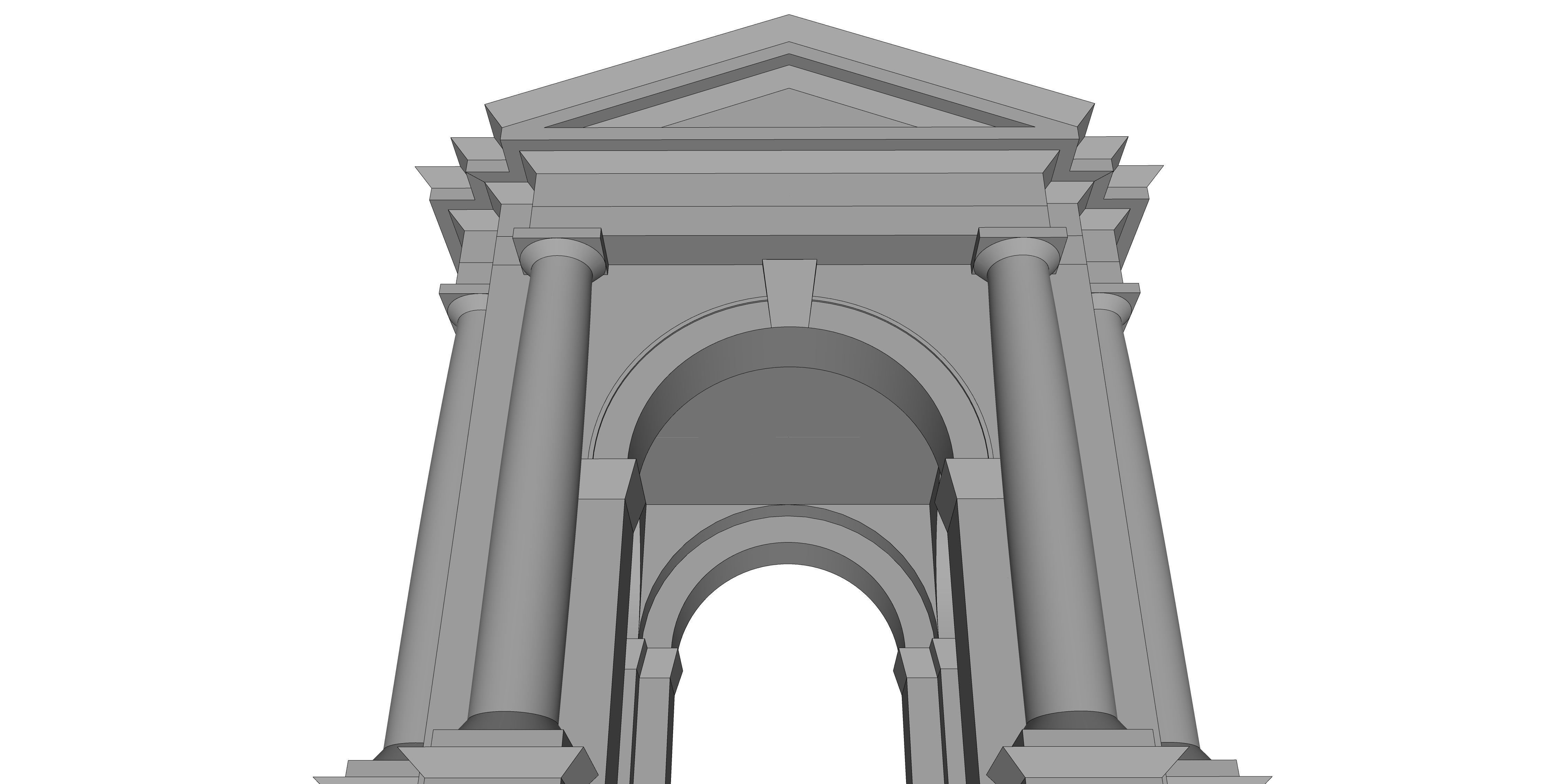 Tuscan order Arched portico in the mas with 34 column a pedestal 3D ...