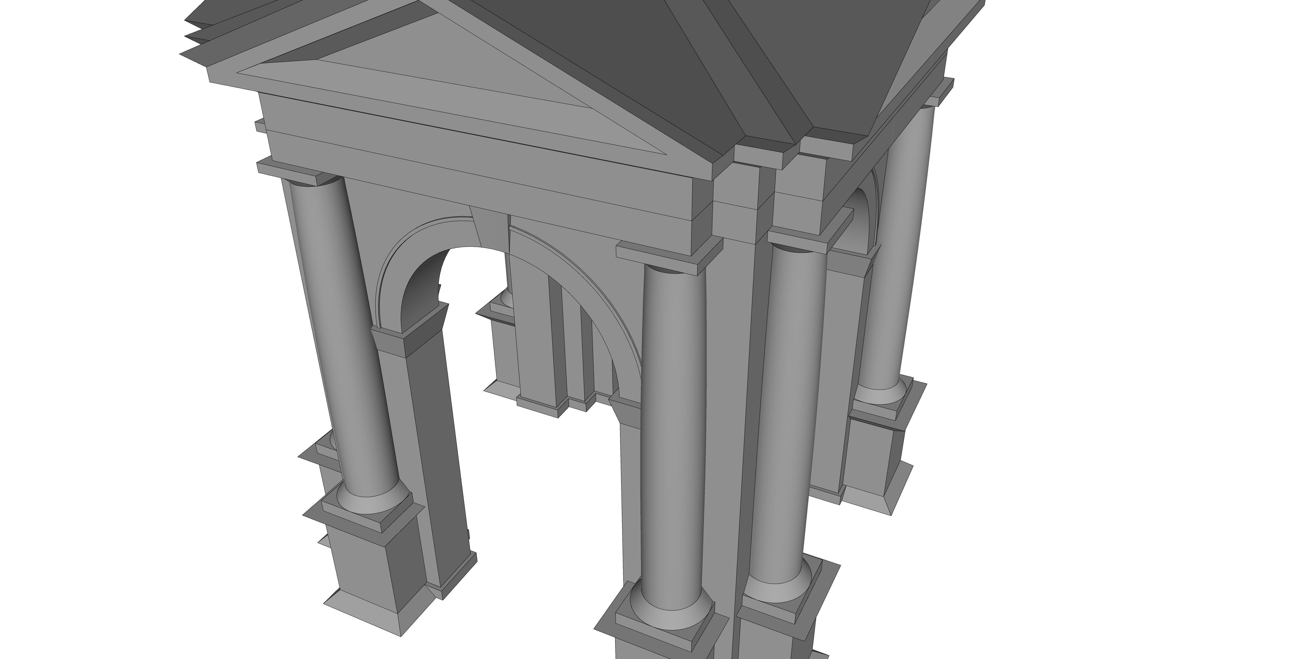 Tuscan order Arched portico in the mas with 34 column a pedestal 3D ...
