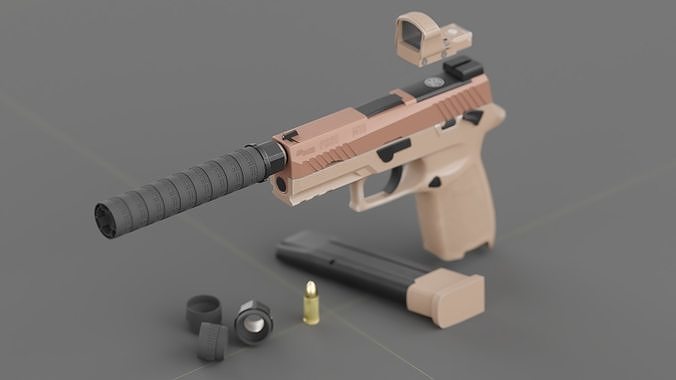 3D model Sig Sauer M18 with MOD X Silencer VR / AR / low-poly | CGTrader