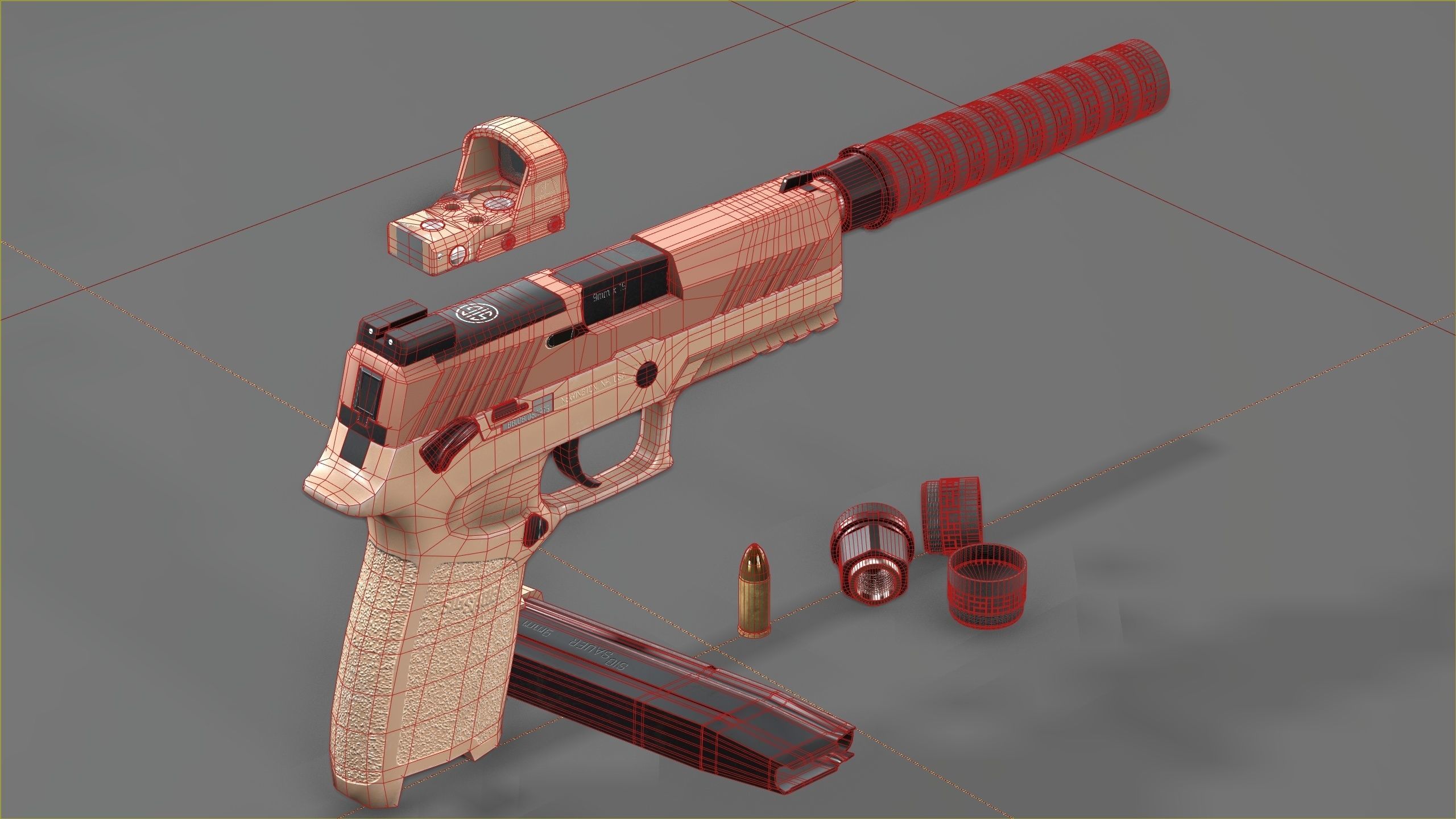 3D model Sig Sauer M18 with MOD X Silencer VR / AR / low-poly | CGTrader