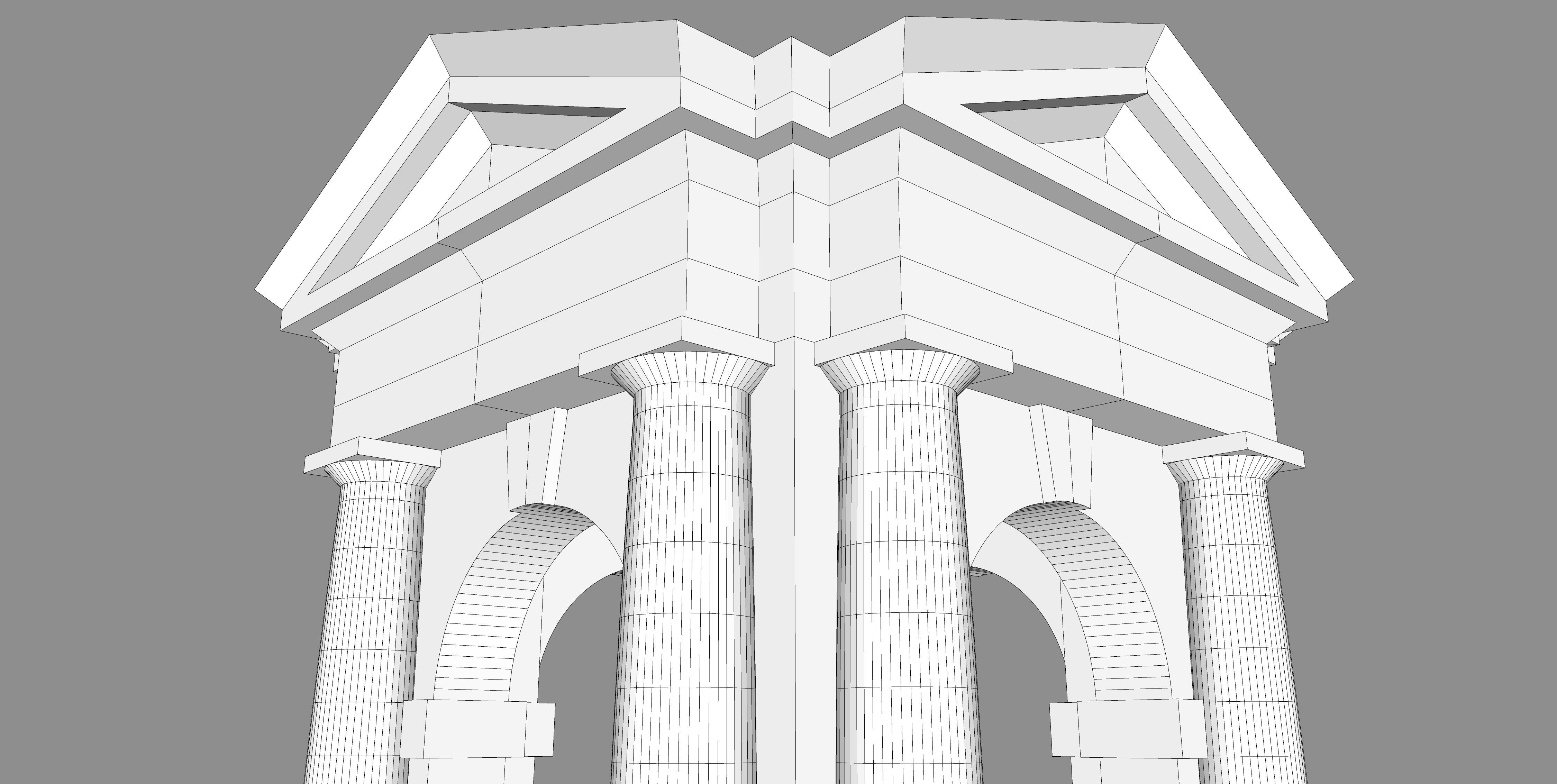 3D model Arched portico in the mas Tuscan order with freestanding ...