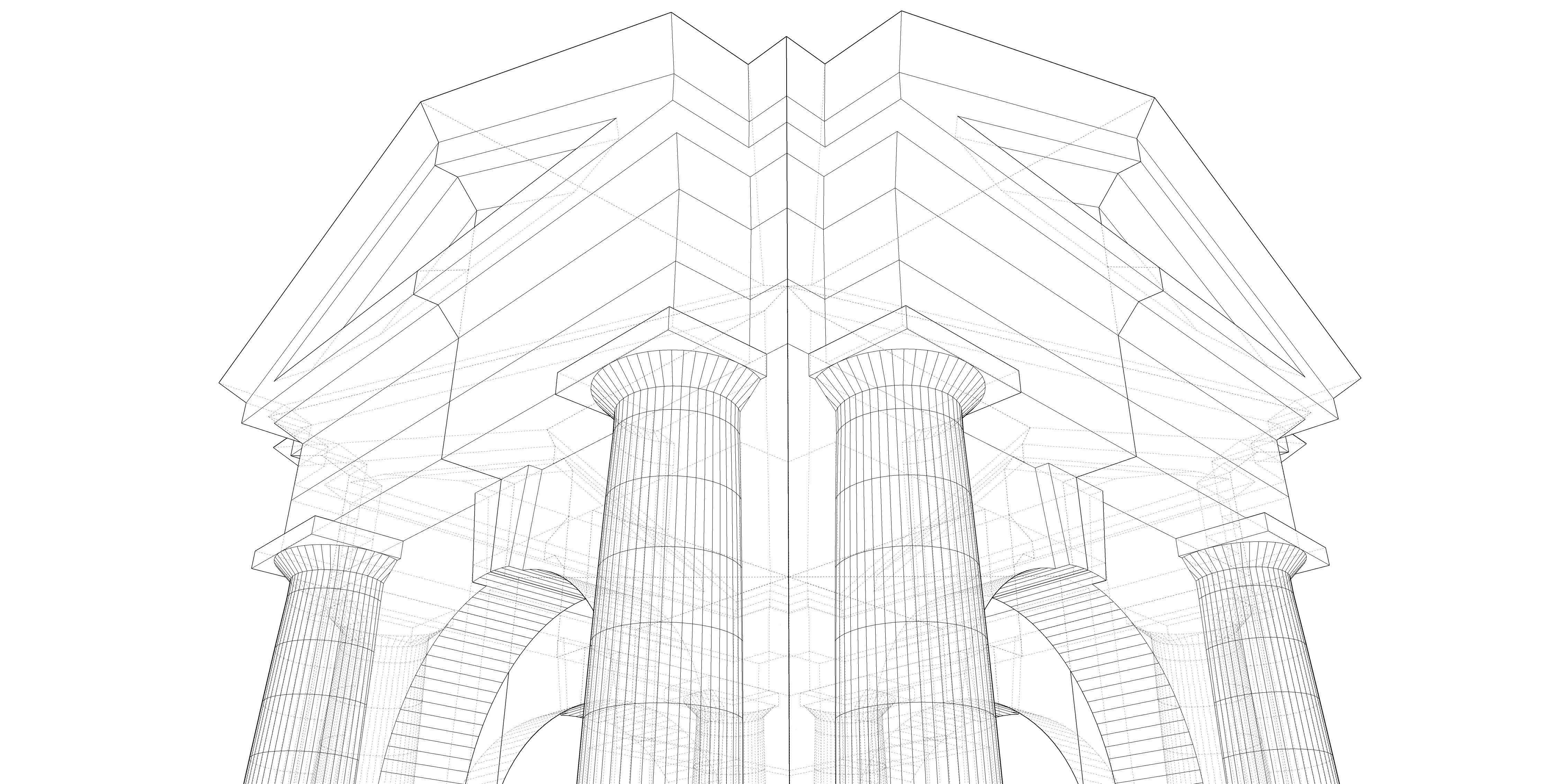 3D model Arched portico in the mas Tuscan order with freestanding ...