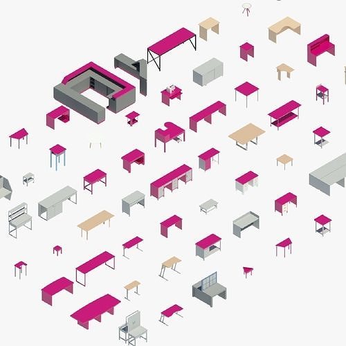 Tables big and small - Pack of revit families 3D model | CGTrader