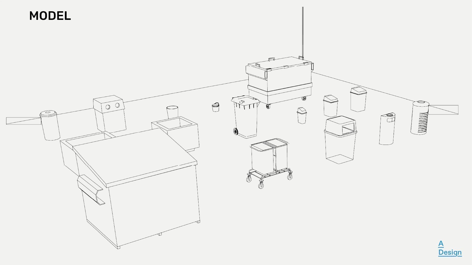 Litter bins and waste containers - Pack of revit families 3D model ...