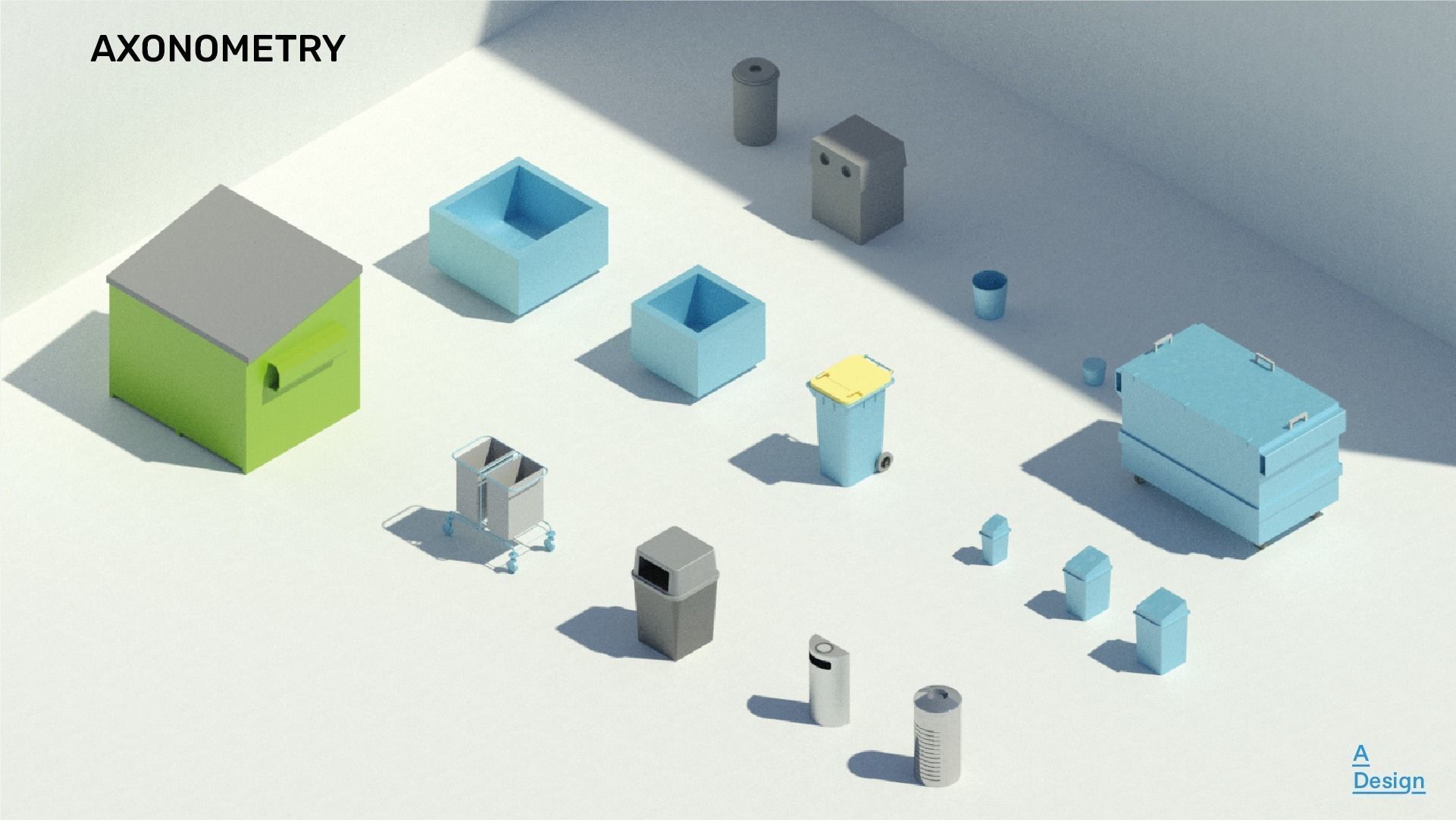 Litter bins and waste containers - Pack of revit families 3D model ...