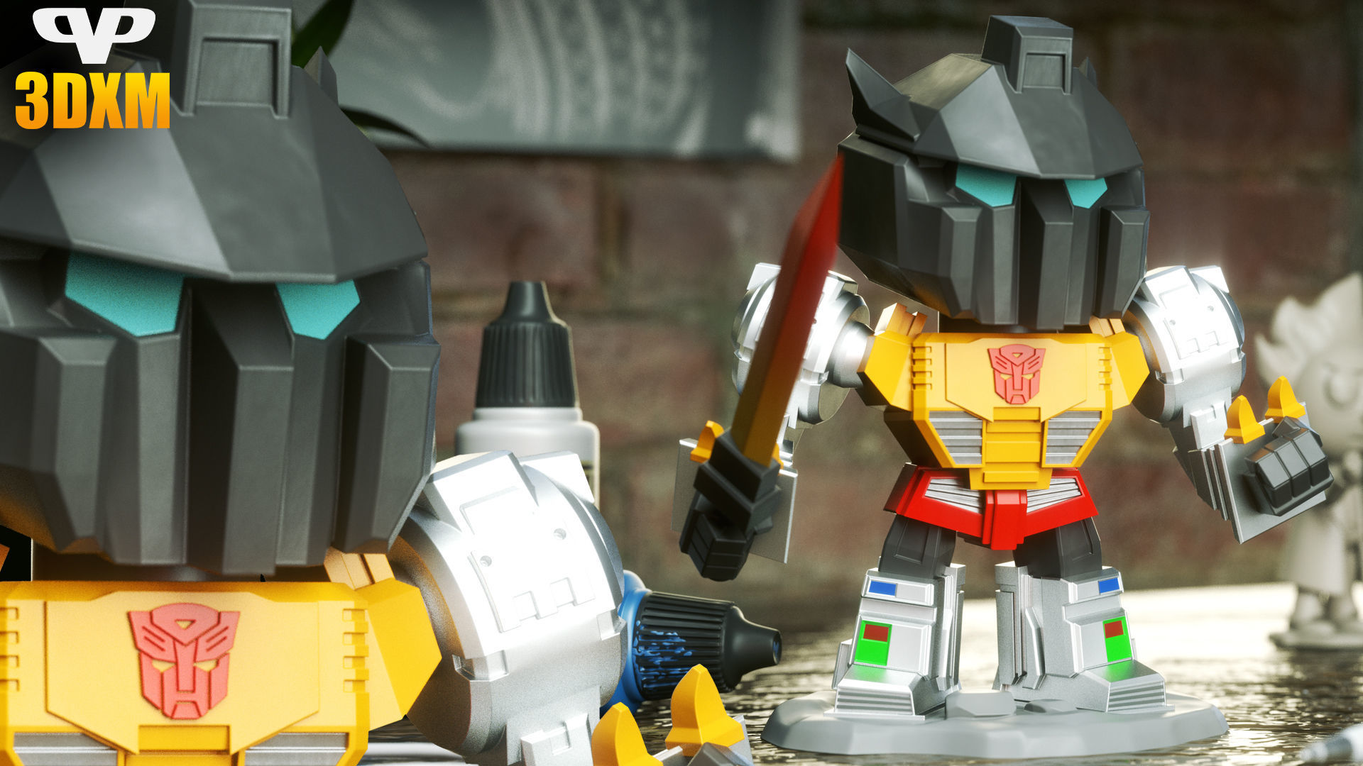 Grimlock Chibi STL for 3D Printing ChibiSTL 3DXM 3D model 3D printable ...