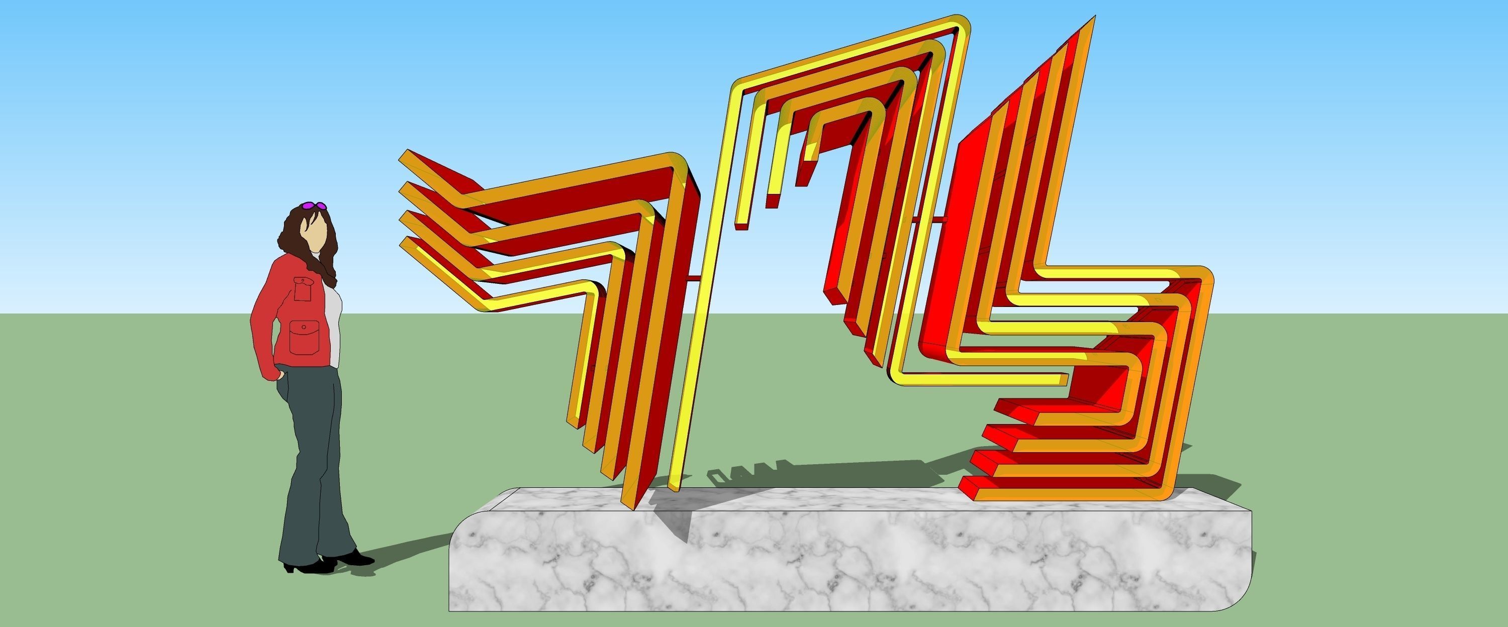 Modern artwork with steel plat sketchup and autocad 3d 3D model | CGTrader