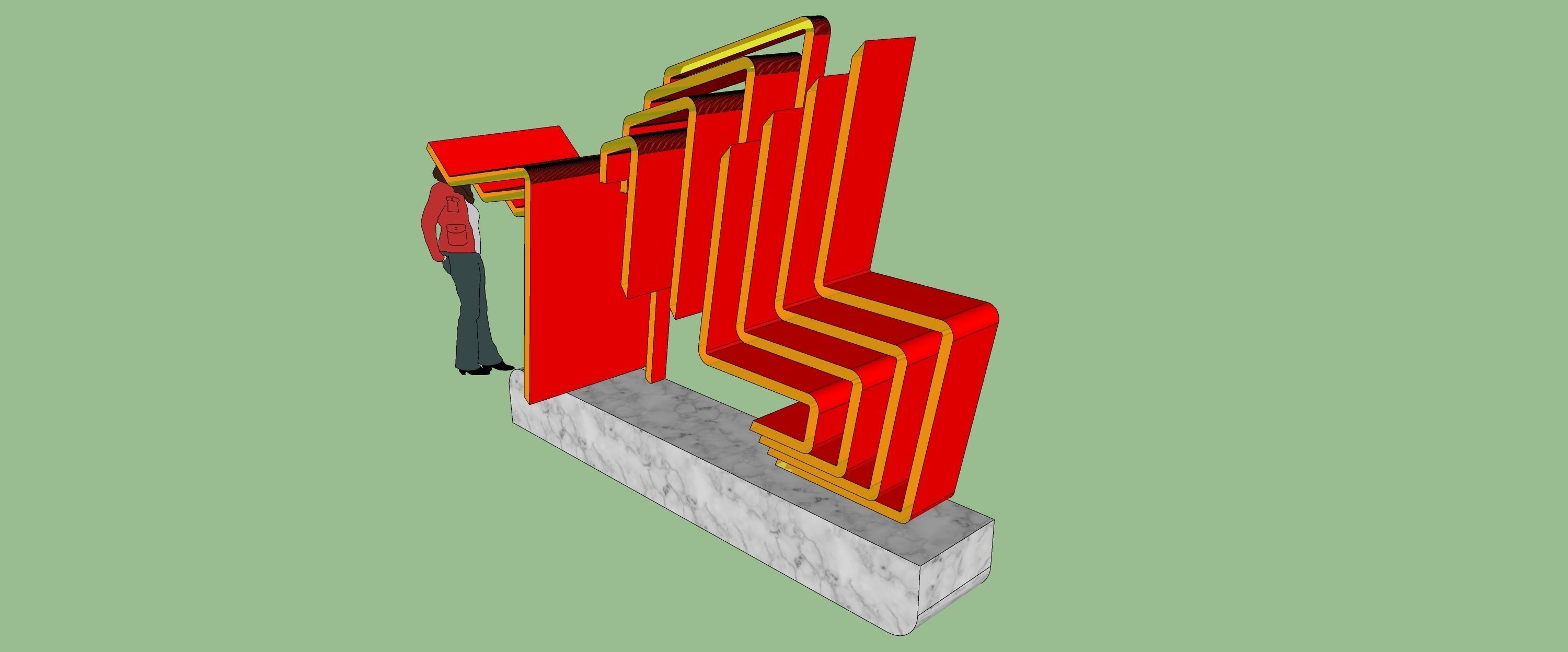 Modern artwork with steel plat sketchup and autocad 3d 3D model | CGTrader