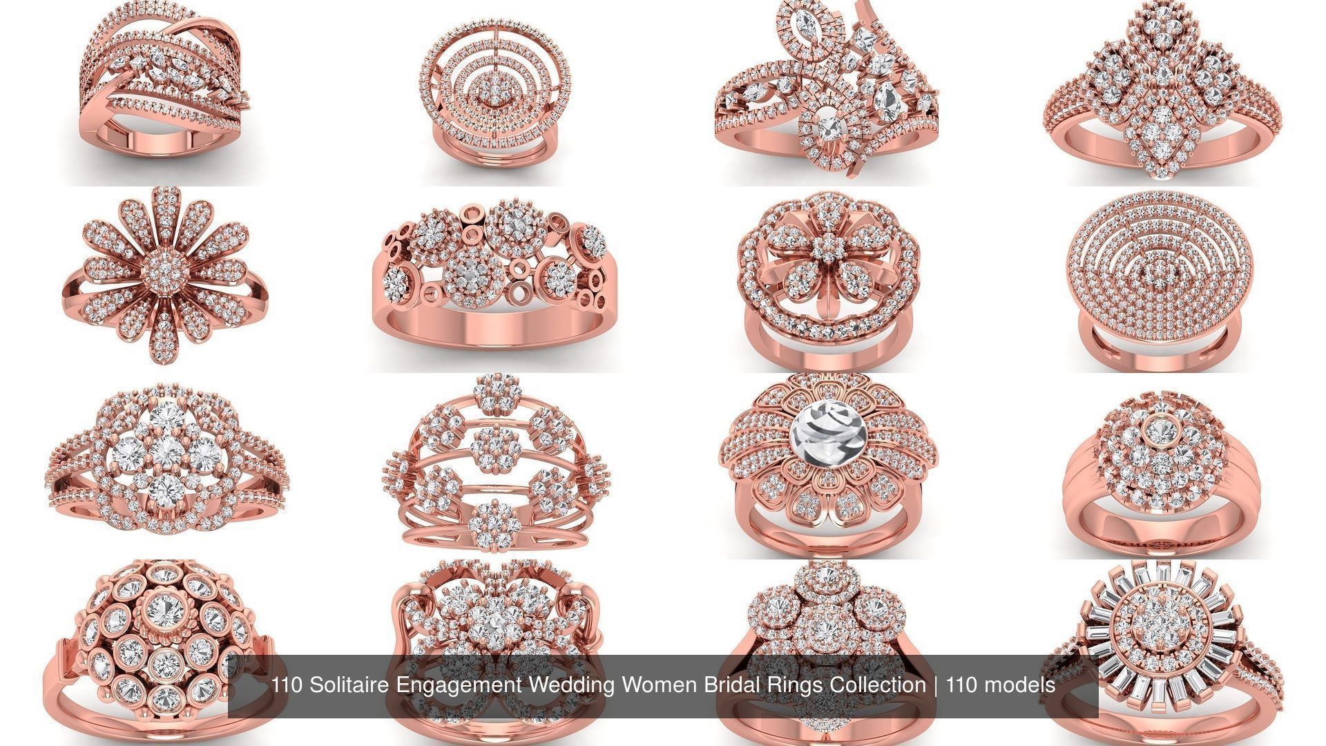 110 Solitaire Engagement Wedding Women Bridal Rings Collection | CGTrader