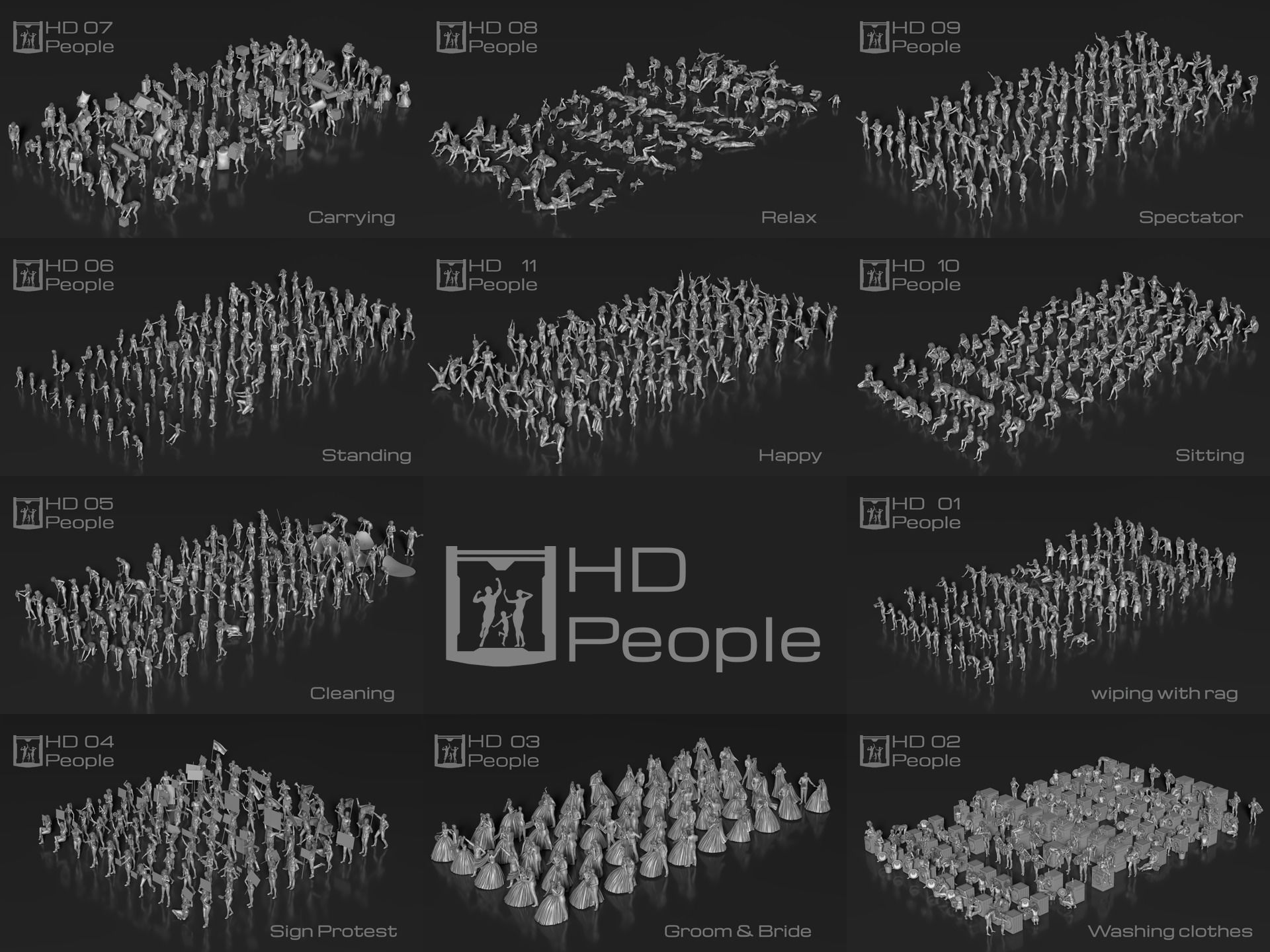 1100 People 3D Model Collection | CGTrader