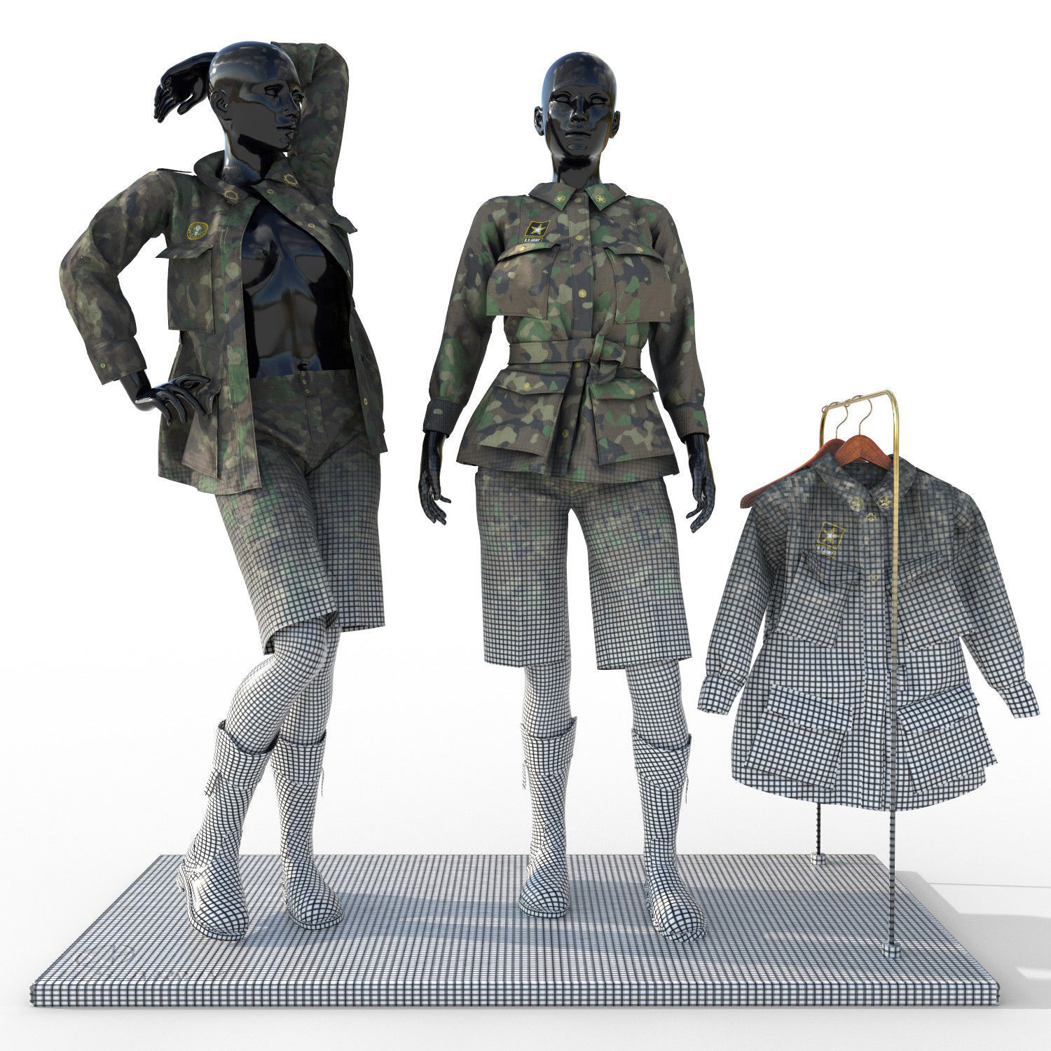 mannequinVol03 two mannequins in camouflage uniforms 3D model | CGTrader